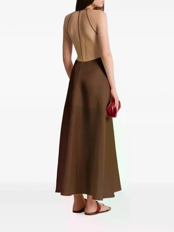 Alberta Ferretti V-neck Open-back Maxi Dress - Brown