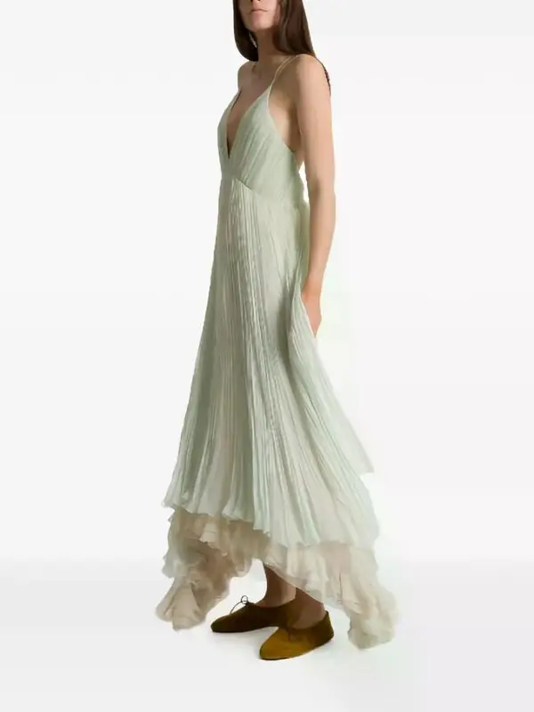 Alberta Ferretti Pleated Asymmetric-hem Dress