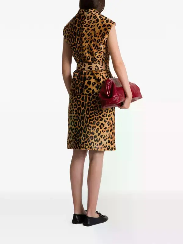 Alberta Ferretti Leopard Print Belted Gilet Jacket - Brown