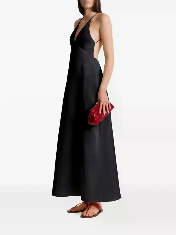 Alberta Ferretti V-neck Backless Maxi Dress - Black