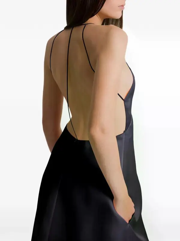 Alberta Ferretti V-neck Backless Maxi Dress - Black