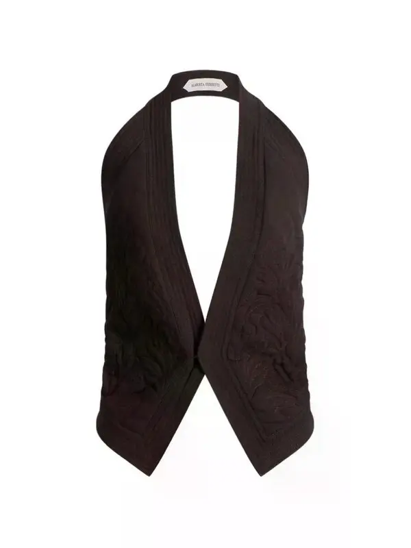 Alberta Ferretti Quilted Halterneck Waistcoat - Brown