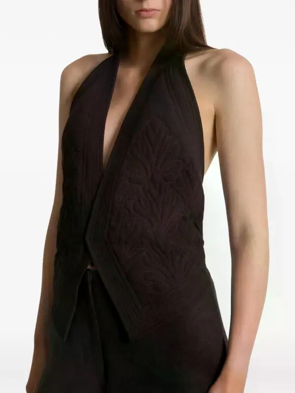 Alberta Ferretti Quilted Halterneck Waistcoat - Brown