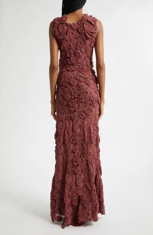 Ulla Johnson Anita Floral Crochet Gown - Agate