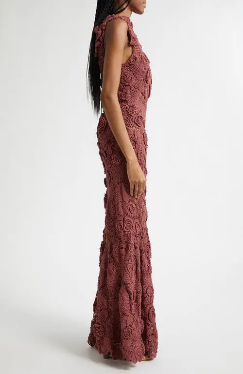 Ulla Johnson Anita Floral Crochet Gown - Agate