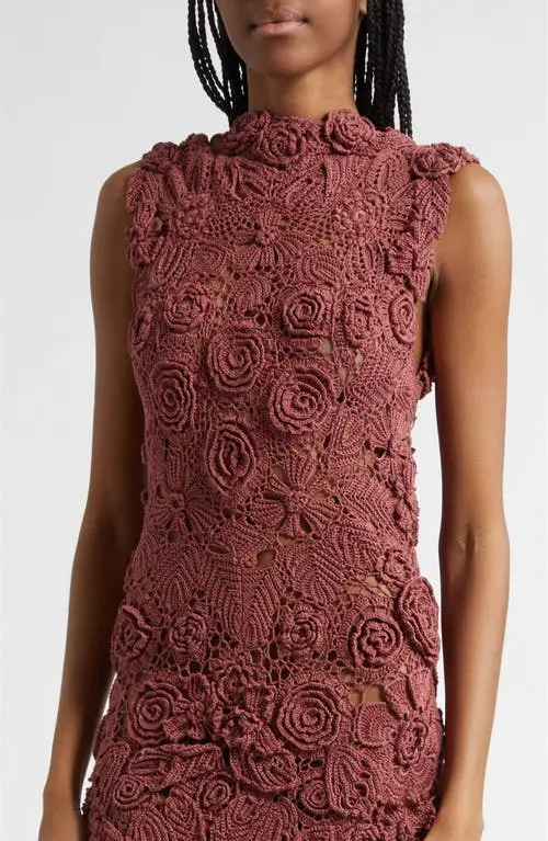 Ulla Johnson Anita Floral Crochet Gown - Agate