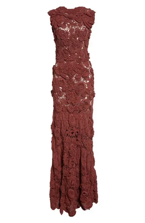 Ulla Johnson Anita Floral Crochet Gown - Agate