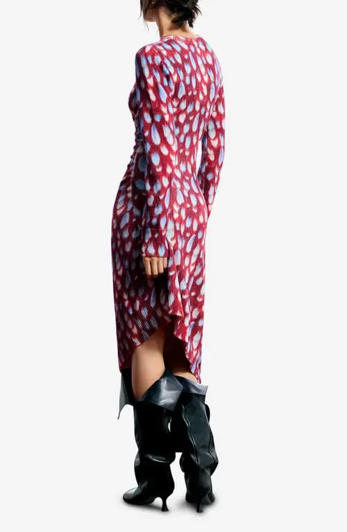 Desigual Abstract Print Long Sleeve Sweater Dress