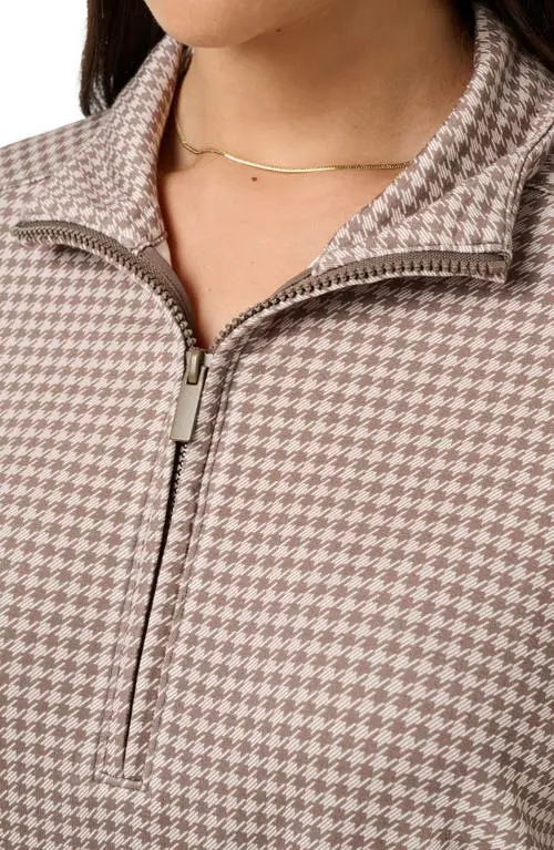 Travis Mathew Skyloft Printed Quarter-zip Sweatshirt - Walnut Multi