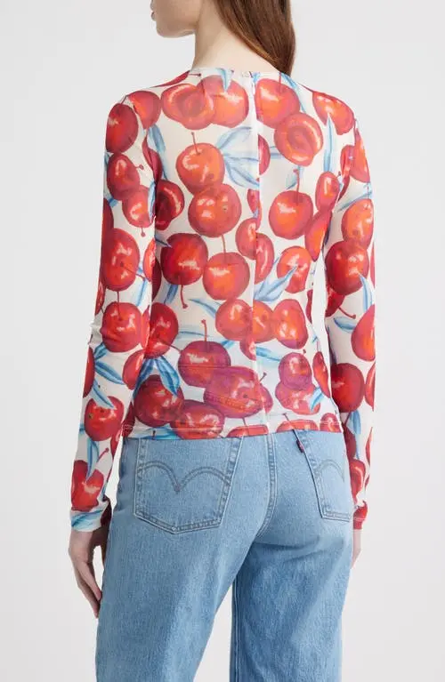 Farm Rio Printed Tulle Long Sleeve Top