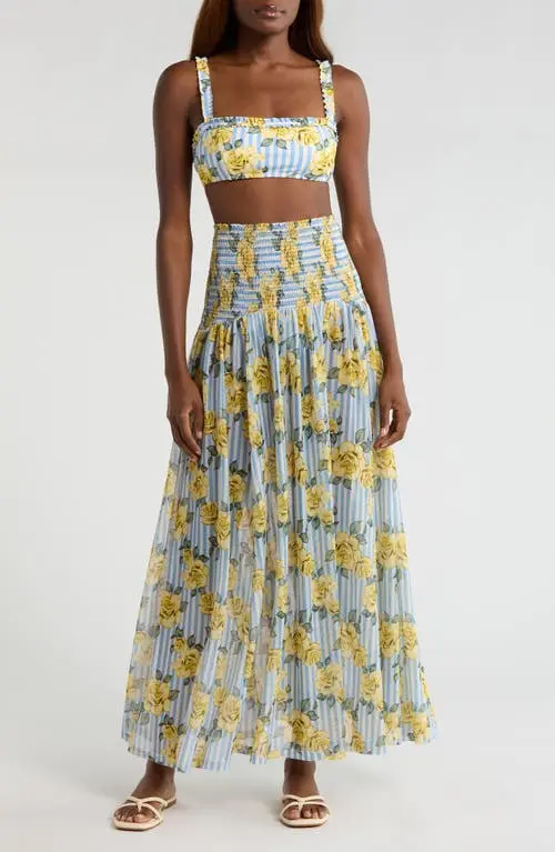 HUTCH Smocked Maxi Skirt - Yellow Rose