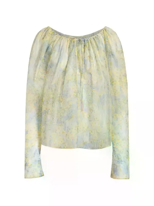 Alberta Ferretti Floral Print Tie Blouse - Yellow