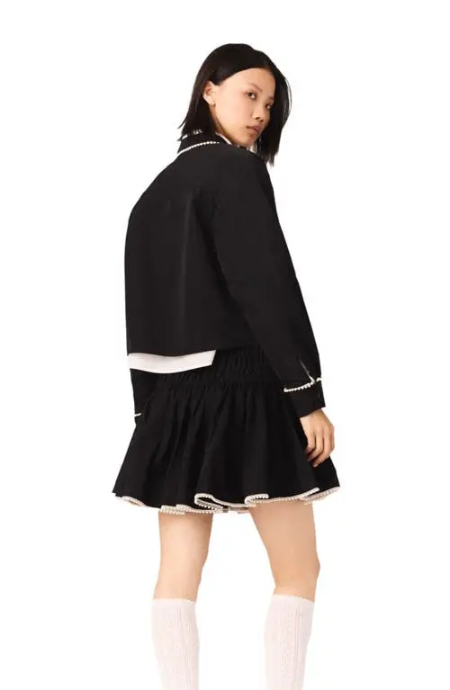 Maje Beaded Taffeta Mini Skirt