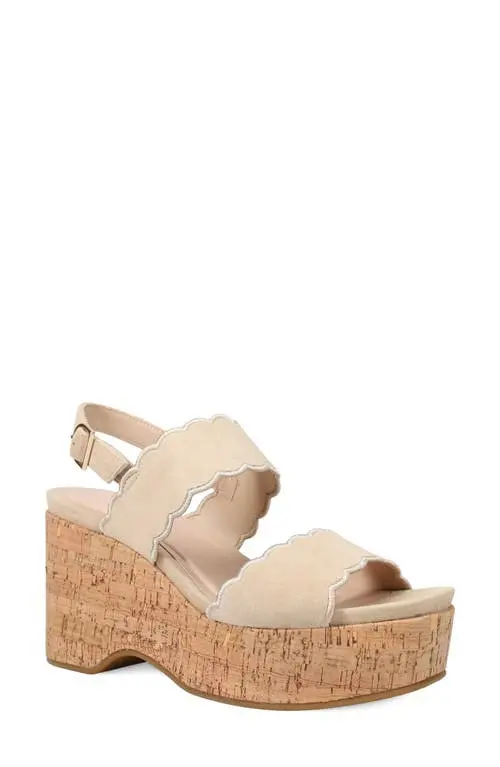 Pelle Moda Cicel Slingback Platform Wedge Sandal - Latte