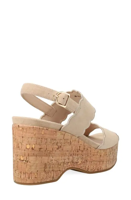 Pelle Moda Cicel Slingback Platform Wedge Sandal - Latte