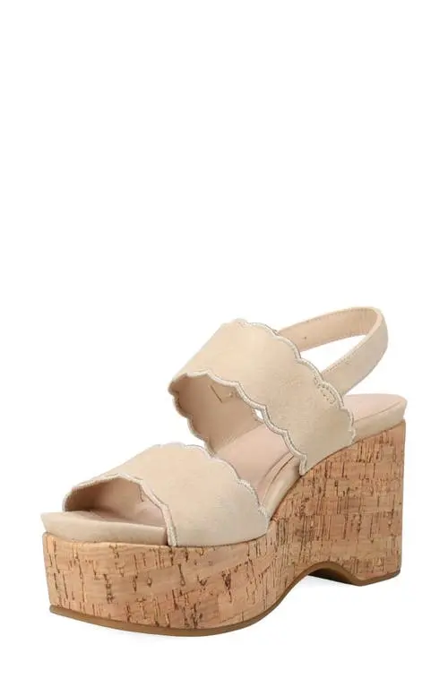 Pelle Moda Cicel Slingback Platform Wedge Sandal - Latte