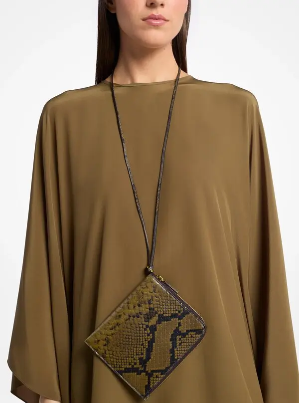 Michael Kors Aurelia Snake-embossed Leather Bag - Green