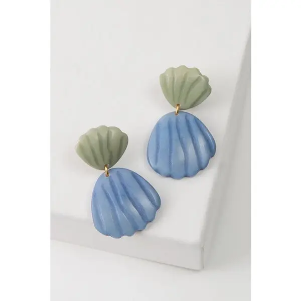 NOONDAY Coastal Carved Earrings - Blue