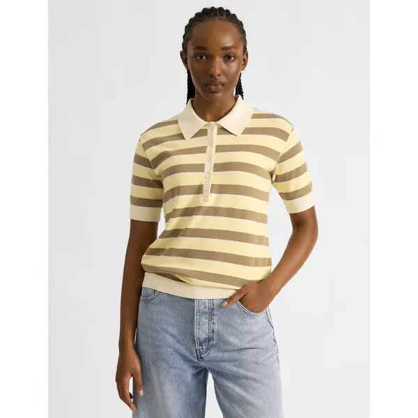 ALBARAY Stripe Short Sleeve Polo - Lemon