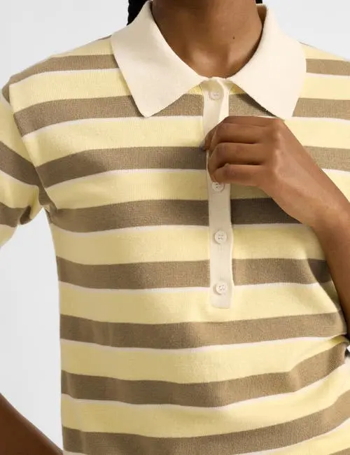 ALBARAY Stripe Short Sleeve Polo