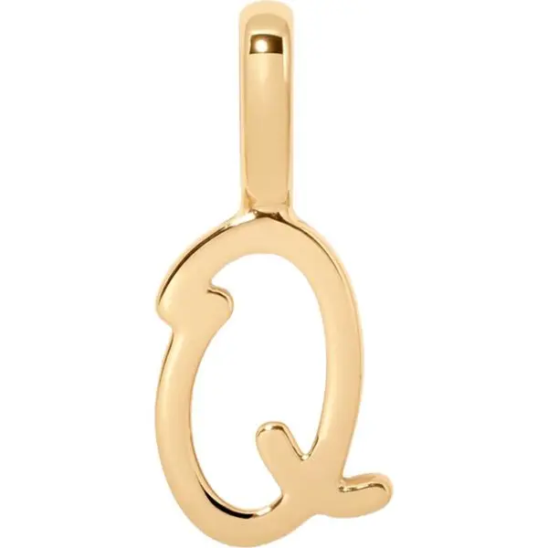 MADE BY MARY Script Initial Charm In Gold Vermeil - Gold Vermeil Initial Q