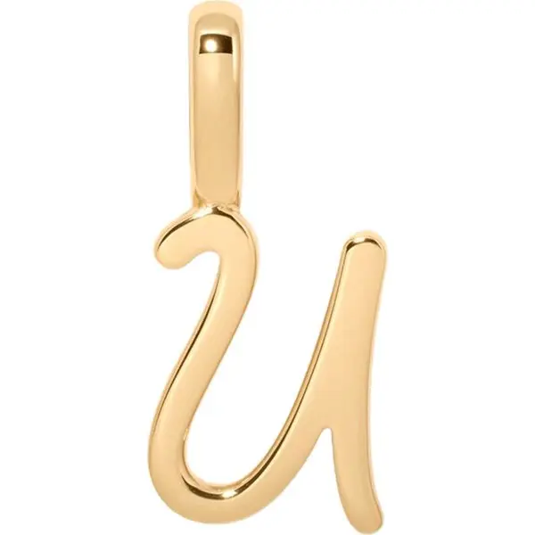MADE BY MARY Script Initial Charm In Gold Vermeil - Gold Vermeil Initial U