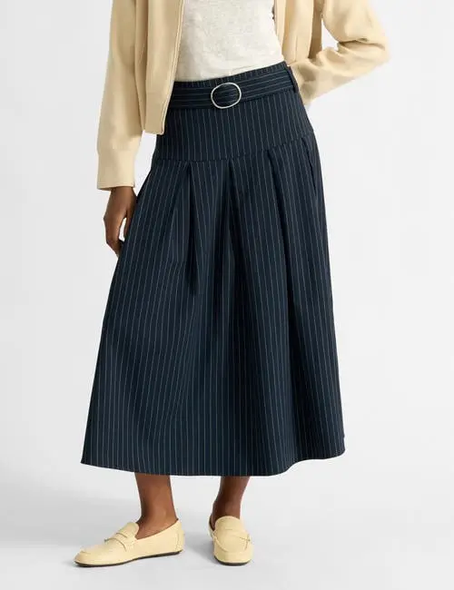 ALBARAY Pinstriped Midi Skirt