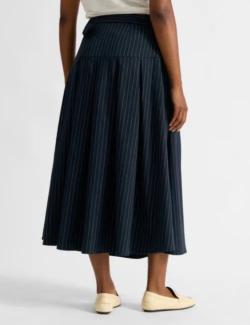 ALBARAY Pinstriped Midi Skirt
