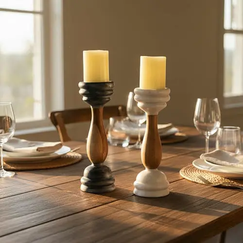 MELA ARTISANS Signature Pillar Candleholders - Black