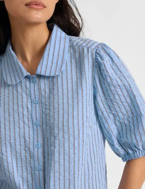 ALBARAY Stripe Short Sleeve Blouse