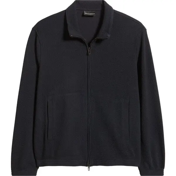 Emporio Armani Textured Knit Jacket - Solid Blue Navy