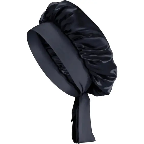 BLISSY Mulberry Silk Bonnet With Bow - Black