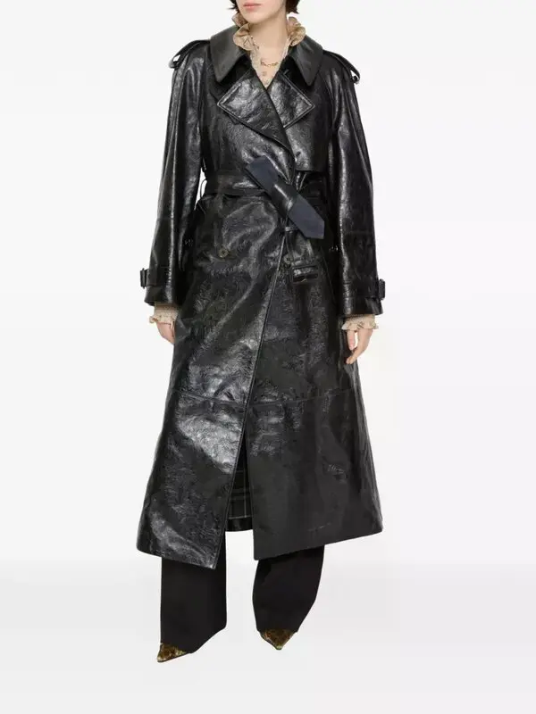 Burberry Belted Leather Trench Coat