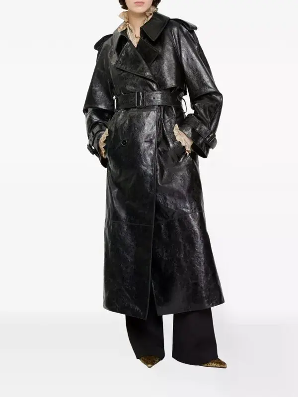 Burberry Belted Leather Trench Coat