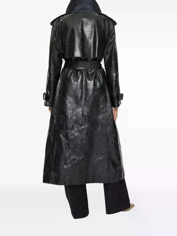 Burberry Belted Leather Trench Coat