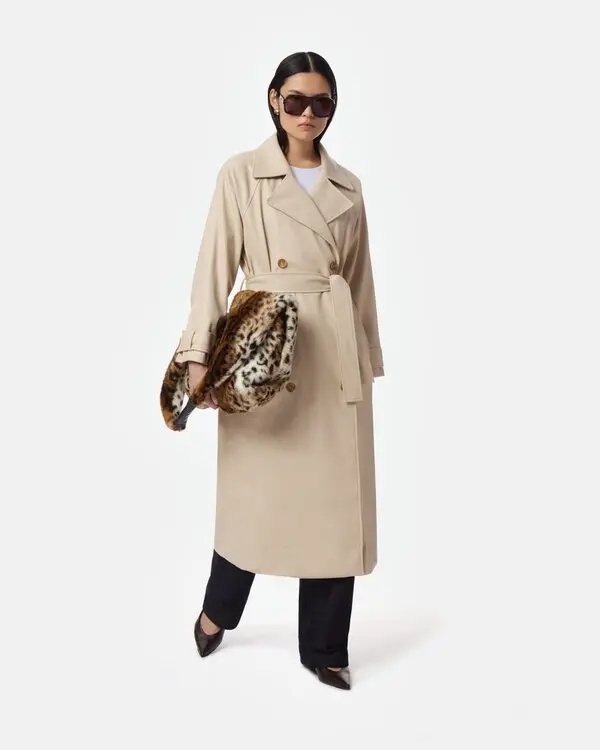 Apparis Lana Sans Leather Trench Coat - Latte