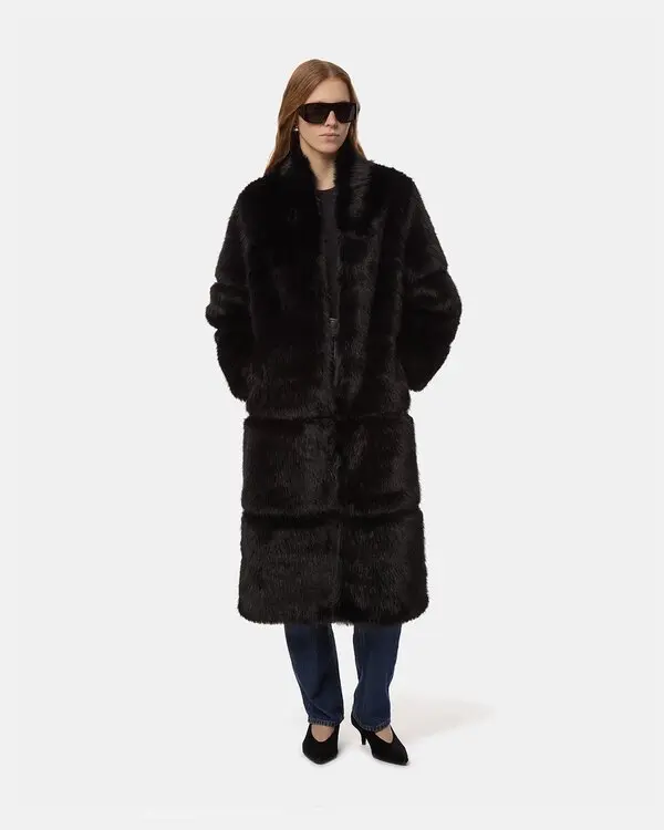 Apparis Sylke Sable Tiered Coat - Noir