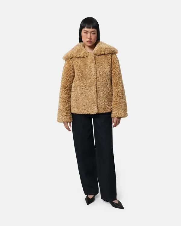 Apparis Collins Recycled Bouclette Faux Shearling Coat - Camel
