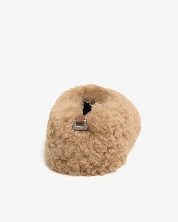 Apparis Magda Bouclette Flat Slipper - Camel