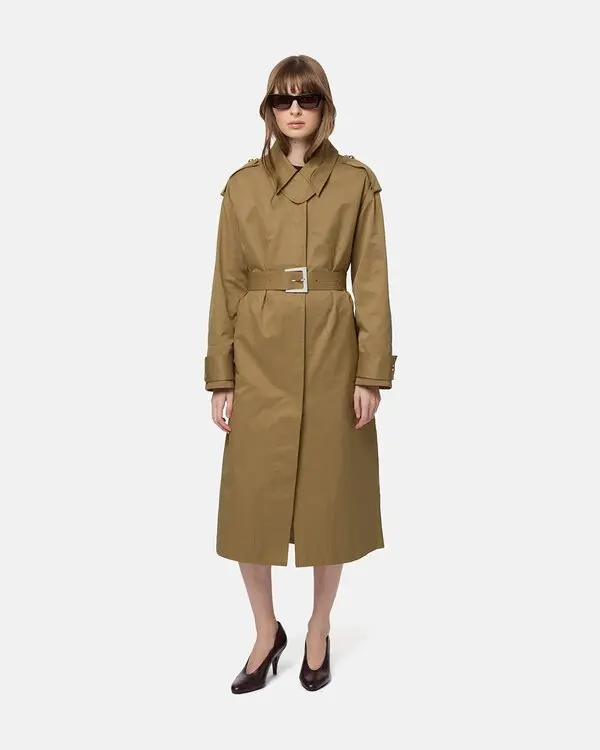 Apparis Joan Long Trench Coat - Olive