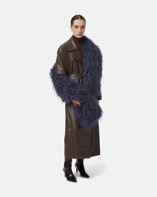 Apparis Lana Sans Leather Trench Coat - Deep Brown