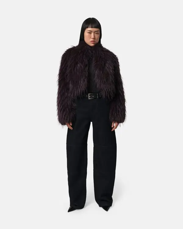Apparis Ginette Faux Fur Cropped Jacket - Midnight