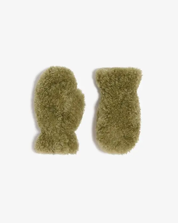 Apparis Coco Bouclette Mittens - Khaki