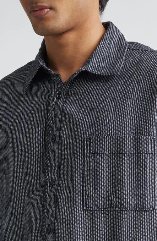 THE ELDER STATESMAN Summer Weave Stripe Cotton Button-up Shirt