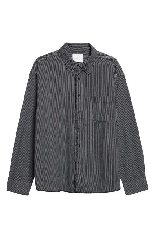 THE ELDER STATESMAN Summer Weave Stripe Cotton Button-up Shirt