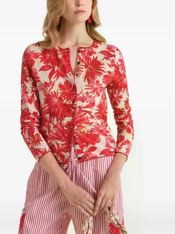 Malìparmi Printed Crew-neck Cardigan