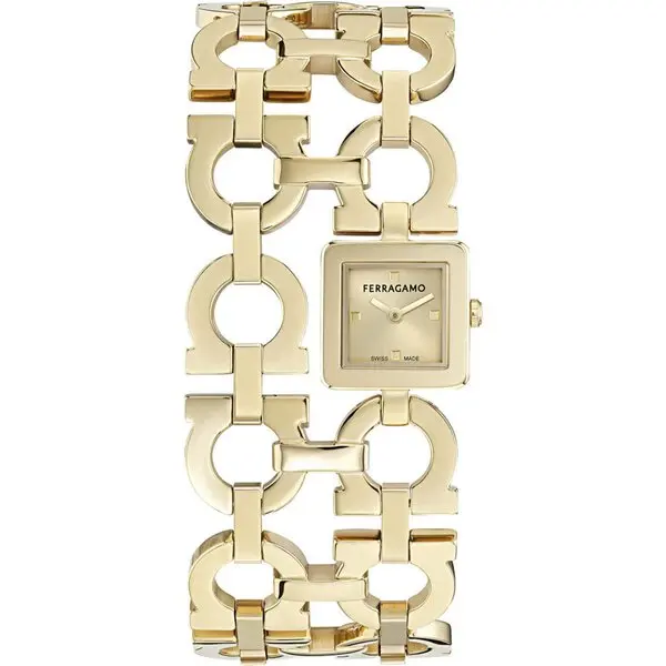 FERRAGAMO Double Gancini Bracelet Watch - Yellow Gold