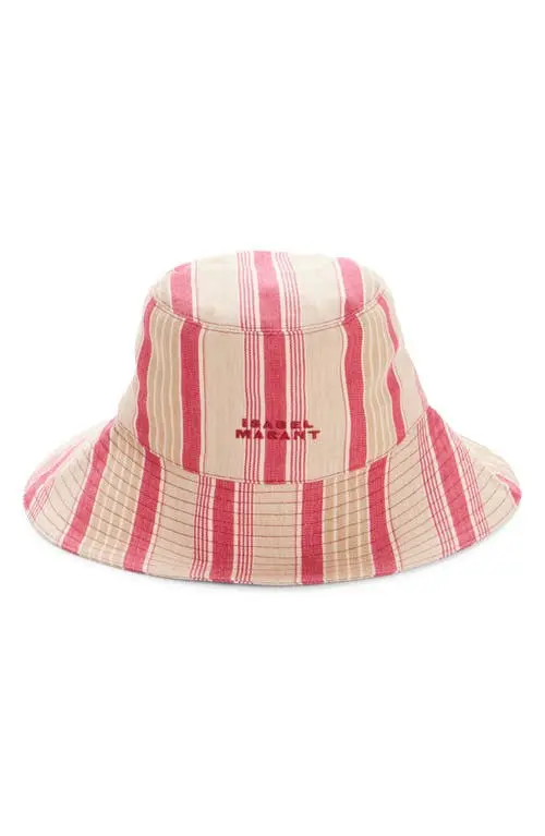 Isabel Marant Étoile Shaelyn Embroidered Logo Stripe Bucket Hat - Red