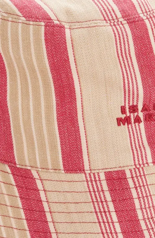 Isabel Marant Étoile Shaelyn Embroidered Logo Stripe Bucket Hat - Red