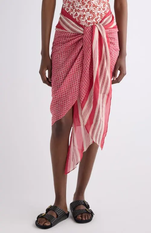 Isabel Marant Étoile Lucilia Geo Stripe Cotton & Silk Pareo - Red